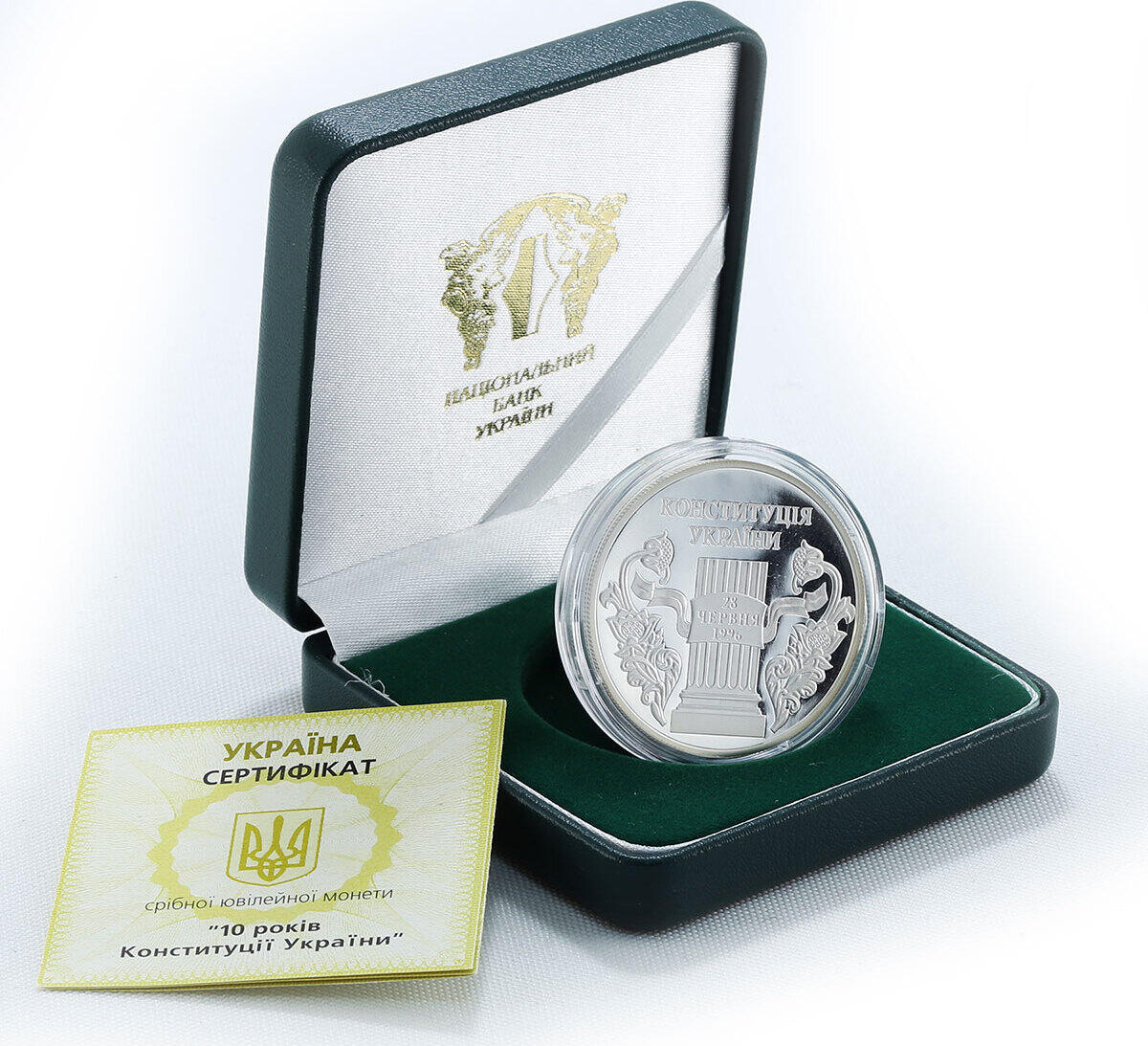 Ukraine 10 hryvnia 10 Anniversary of Constitution silver proof coin ...