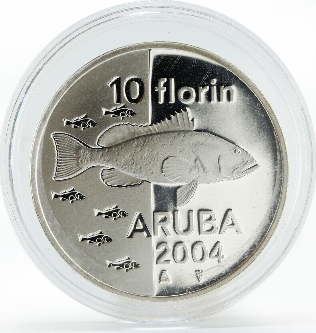 Aruba 10 florin Animal Series - Fish proof silver coin 2004 Proof-like ...