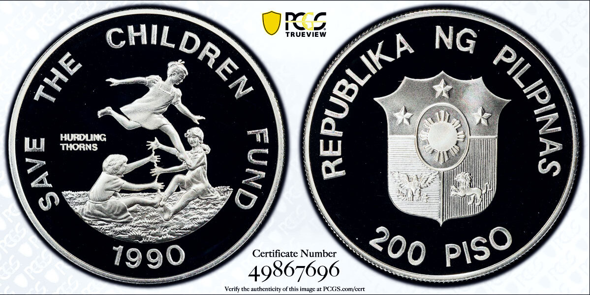 Philippines 200 piso UNICEF Save the Children Child Year PR69 PCGS ...