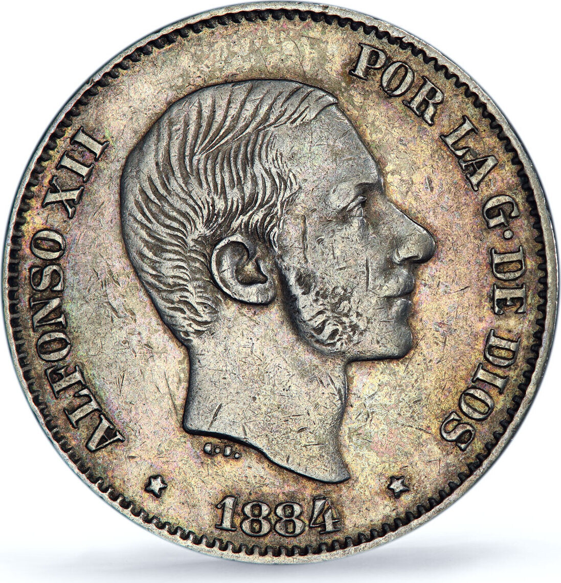 Philippines 50 centavos King Alfonso XII Coinage XF45 PCGS silver coin ...