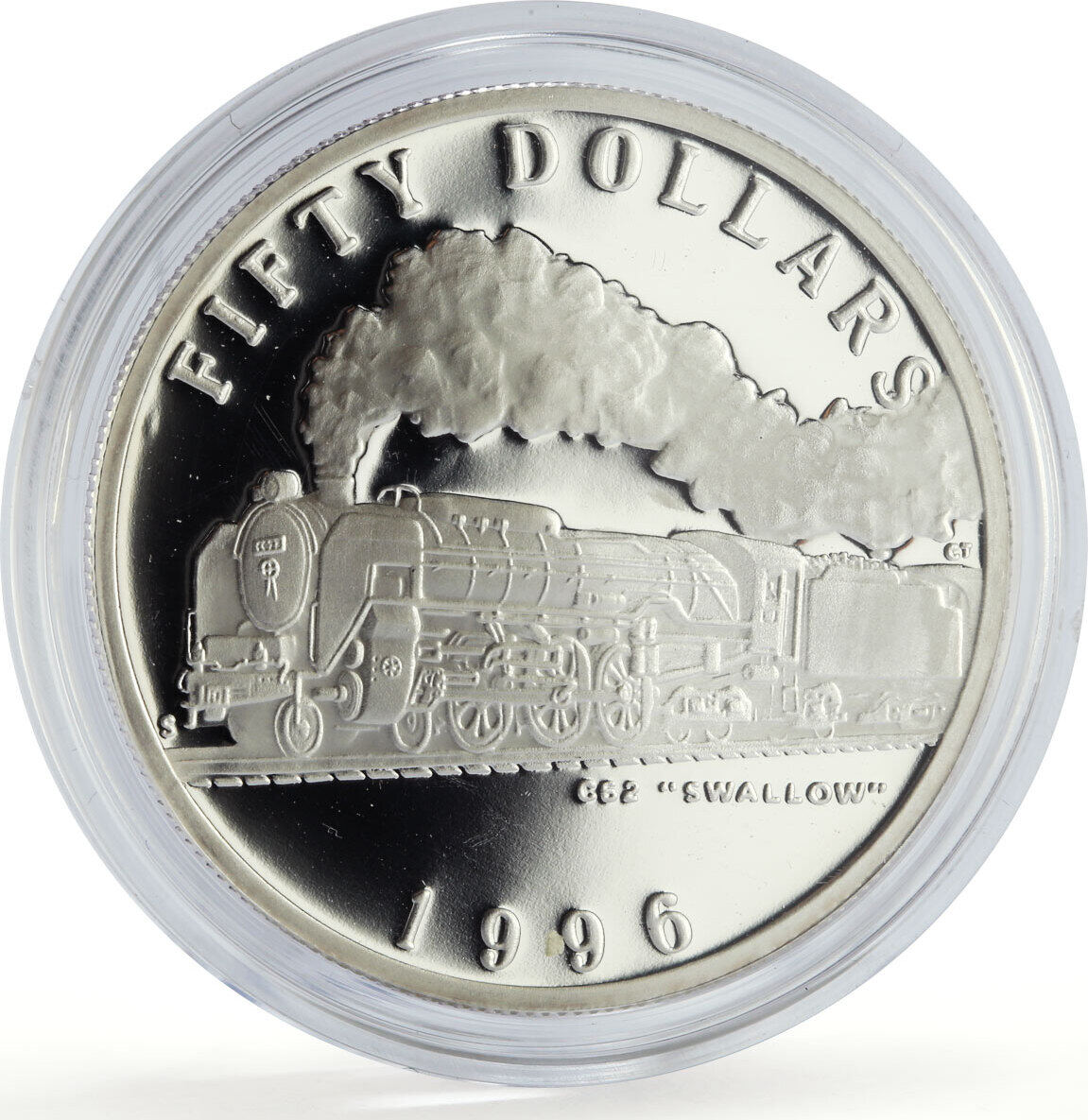 Marshall Islands 50 dollars C62 Swallow Trains Railways proof silver ...