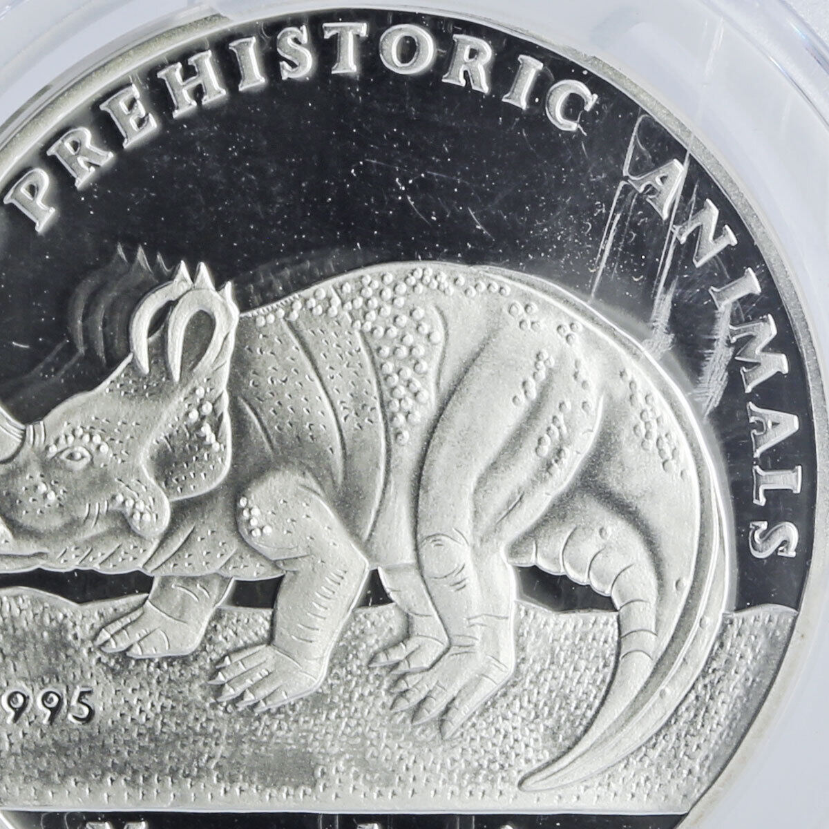 Cambodia 20 riels Prehistoric Monoclonius Dinosaurs PR68 PCGS silver ...