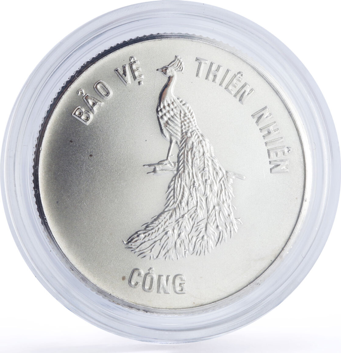 Vietnam 100 dong Peacock Bird Wildlife Conservation Fauna silver coin ...