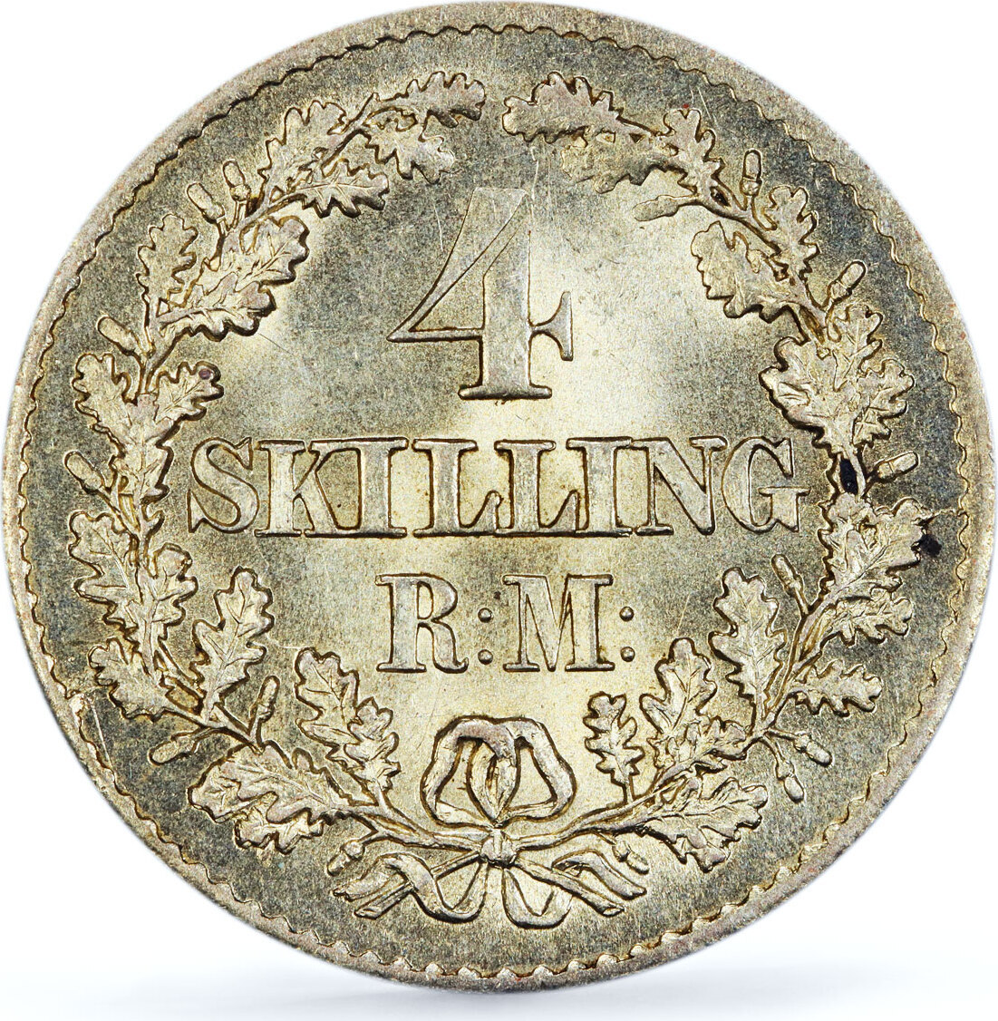 Denmark 4 skilling RM King Christian IX Coinage KM-775 MS63 PCGS billon ...