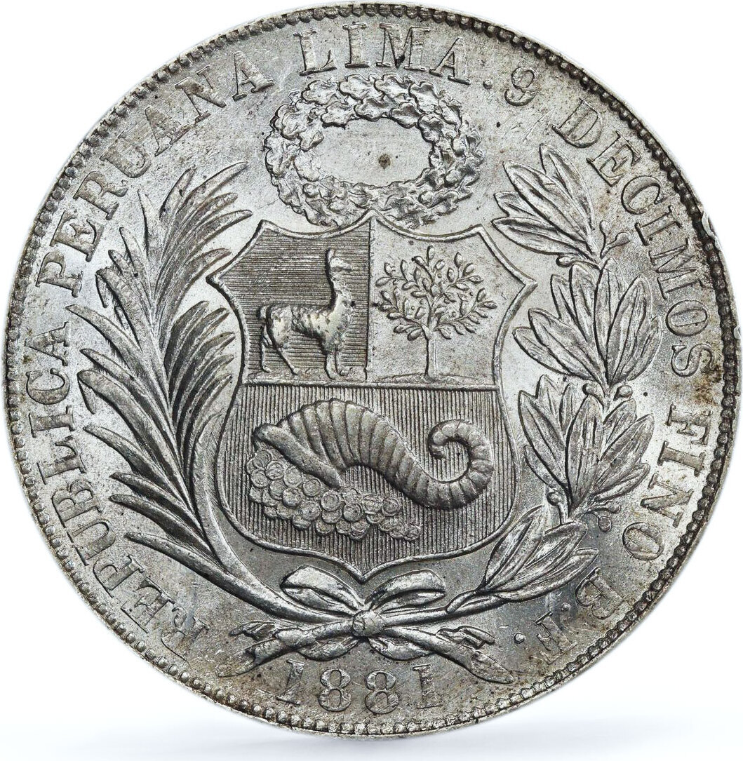 Peru 1 sol Republic Coinage Seated Liberty KM-196 UNC PCGS silver coin ...