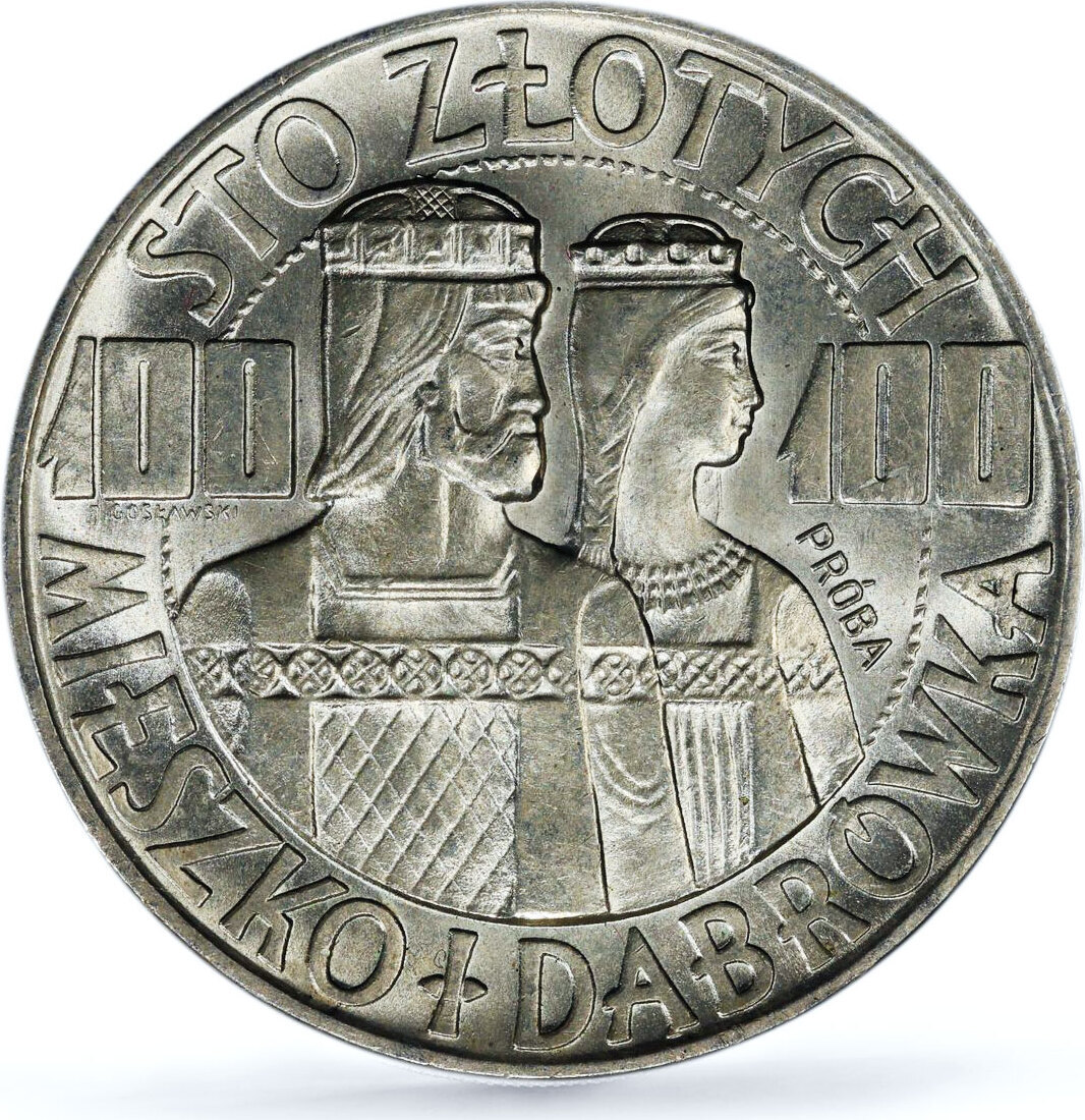 Poland 100 zlotych Polish Millennium History Probe SP64 PCGS silver coin 1966 UNC | MA-Shops
