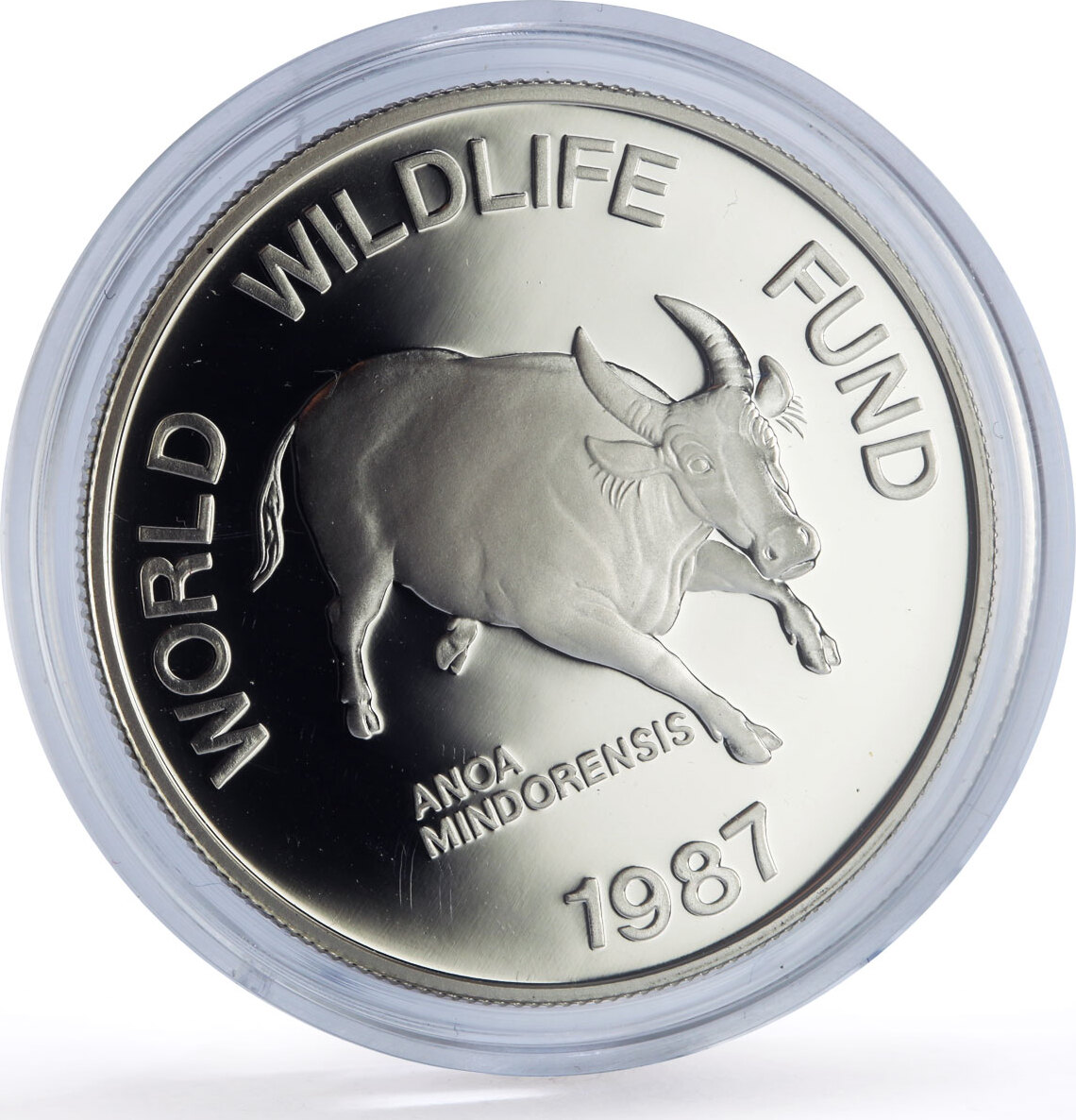 Philippines 200 piso Mindoro Bull Wildlife WWF Fauna proof silver coin ...