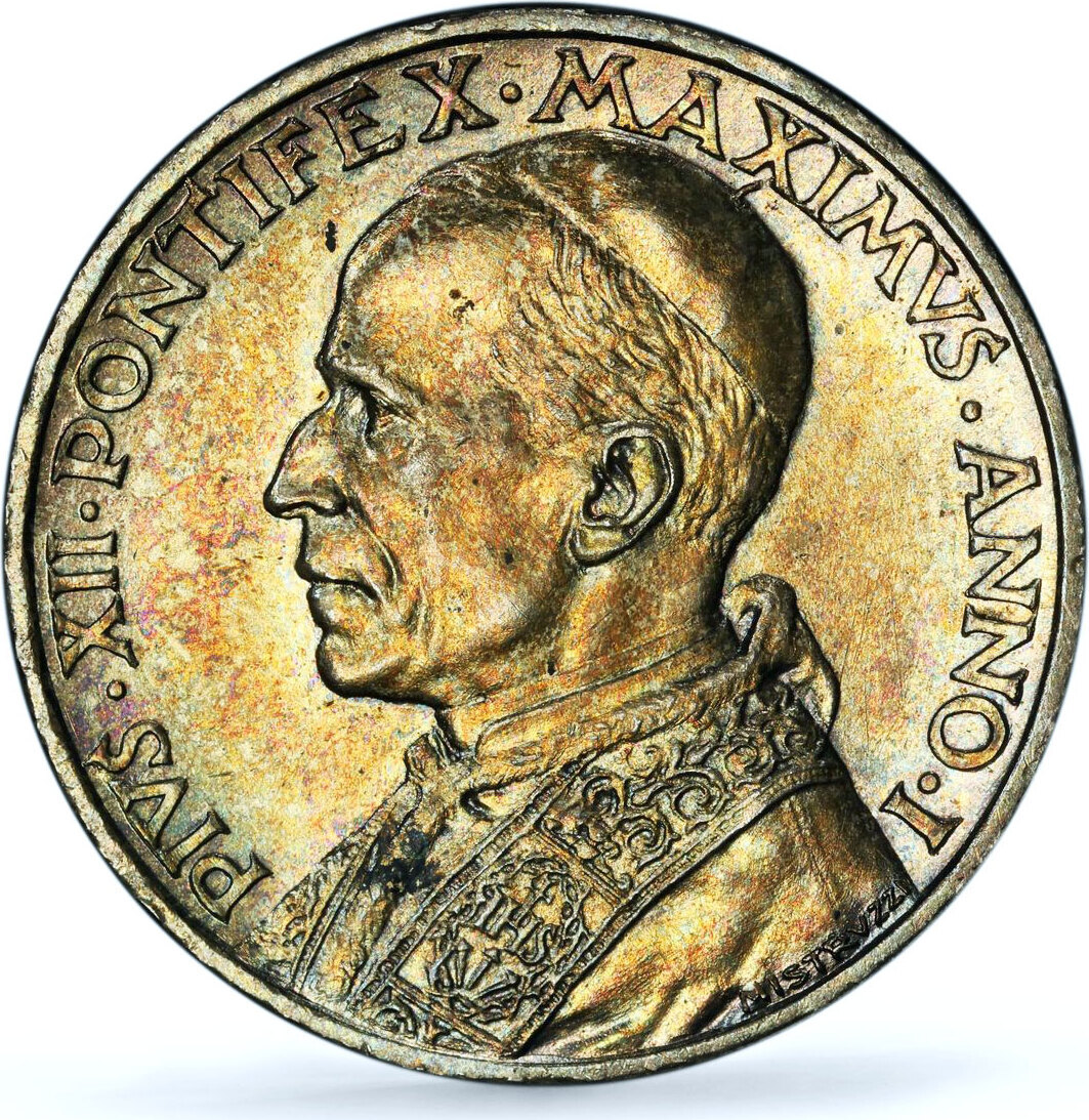 Italy Vatican 5 lire Pope Pius XII Saint Peter Boat MS64 PCGS silver ...