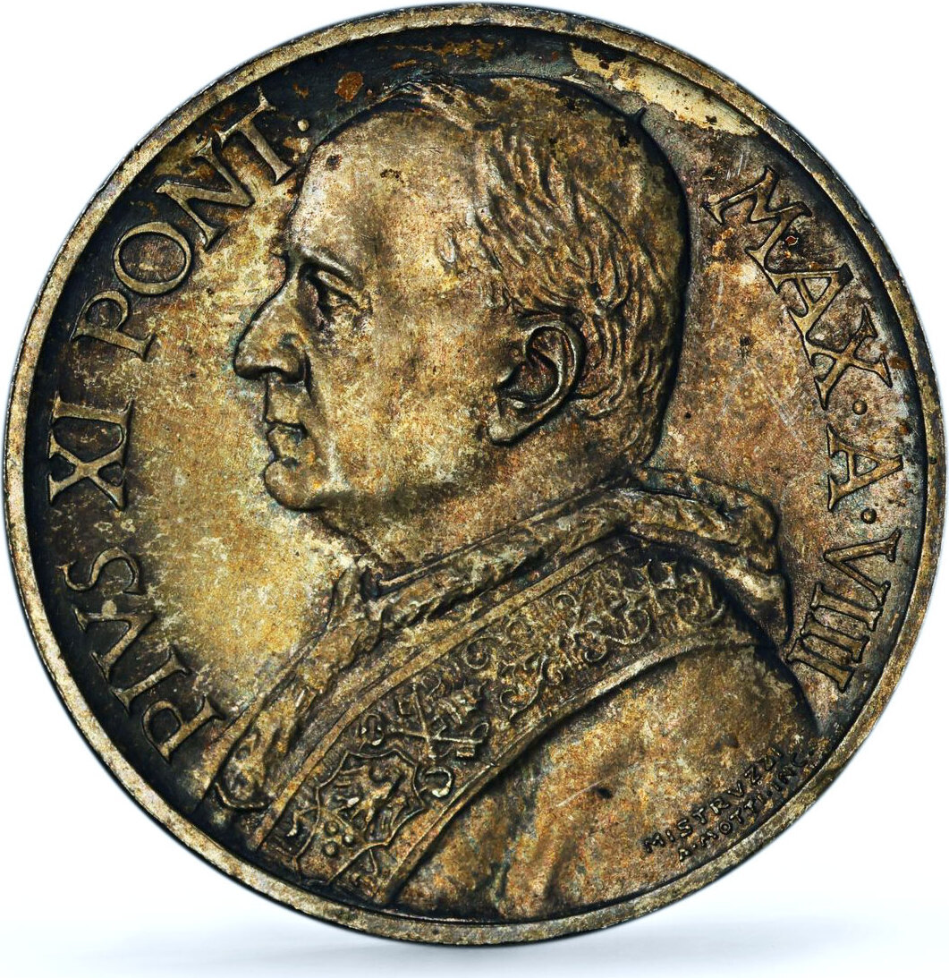 Italy Vatican 5 lire Pope Pius XI Saint Peter in Boat MS65 PCGS silver coin 1929 UNC | MA-Shops