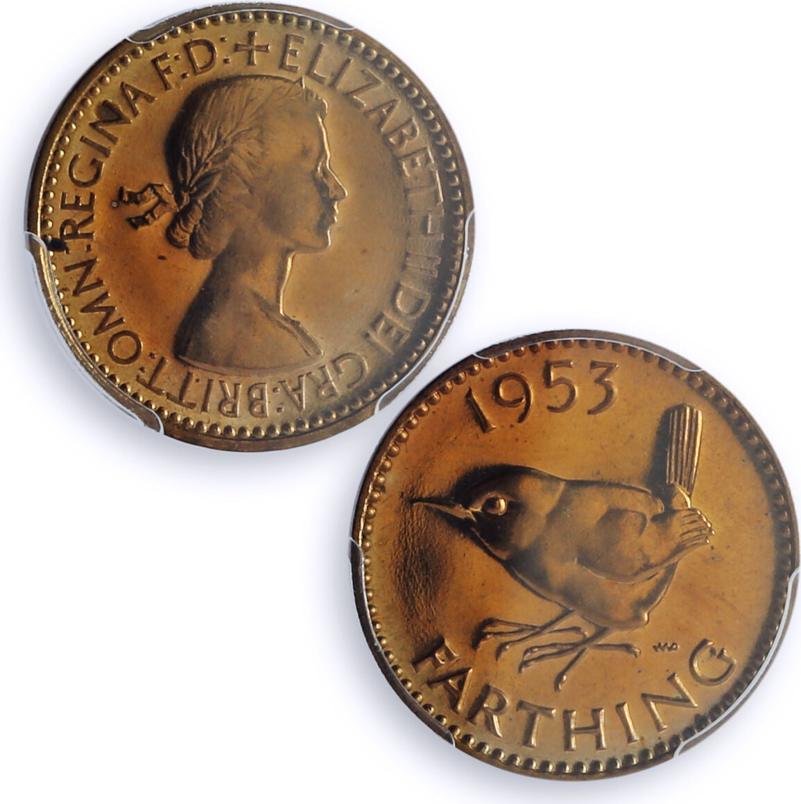 United Kingdom Great Britain 1 farthing Elizabeth II Coinage Bird PR66 ...