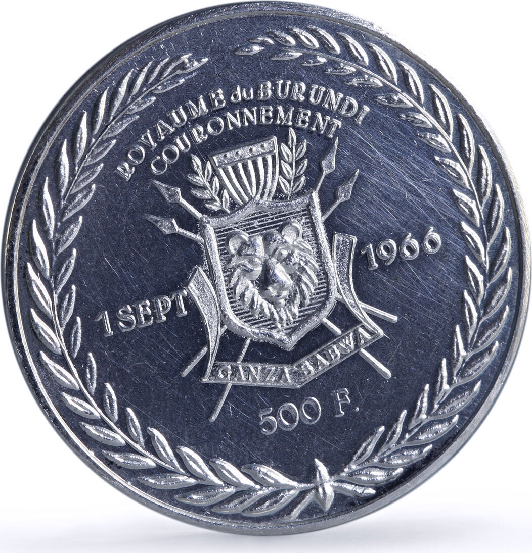 Burundi 500 francs King Ntare V Coronation History proof-like billon ...