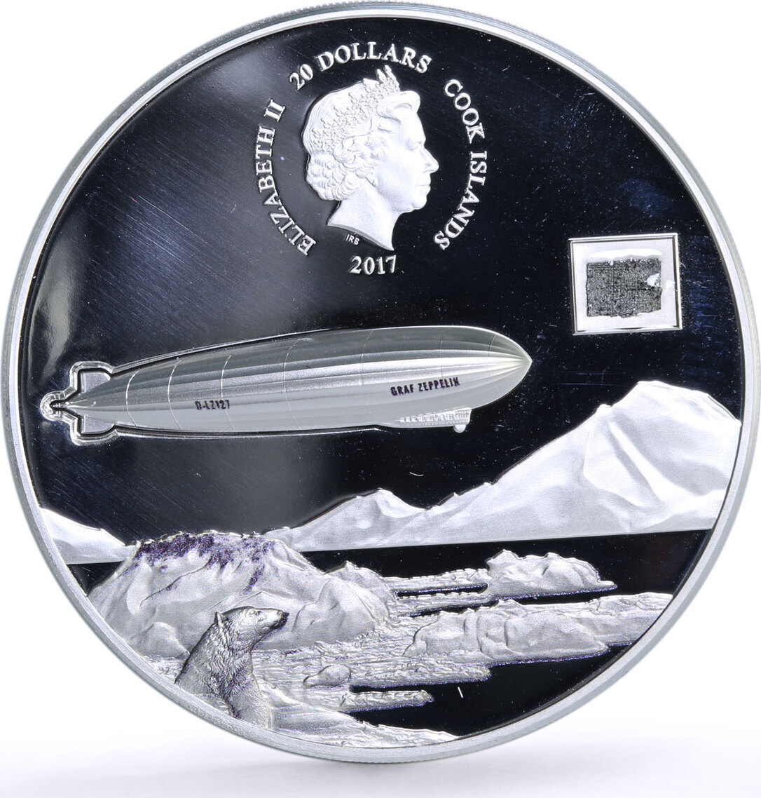 Cook Islands 20 dollars Zepellin Airship Aviation History proof silver ...