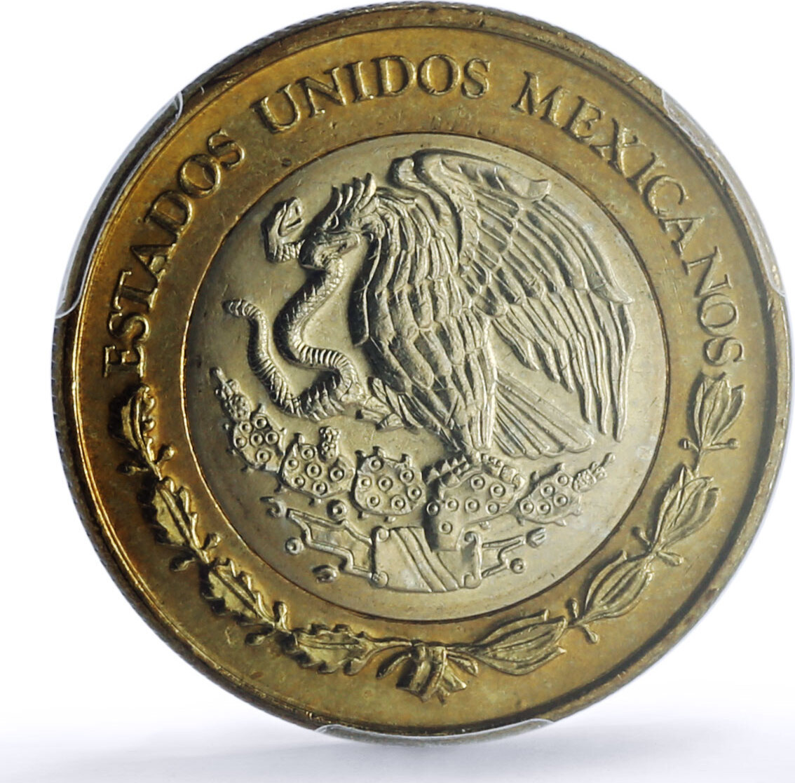 Mexico 10 pesos Aztec Rev. Normal Denticles KM-616 MS 66 PCGS bimetal ...