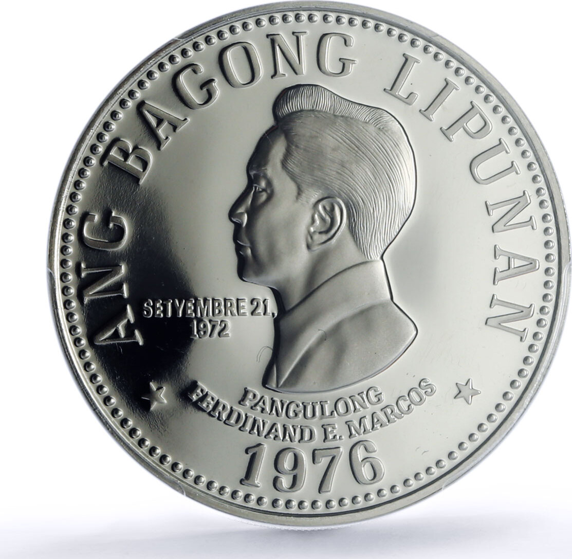 Philippines 5 piso Marcos New Society KM-210.1 PR 69 PCGS nickel coin ...