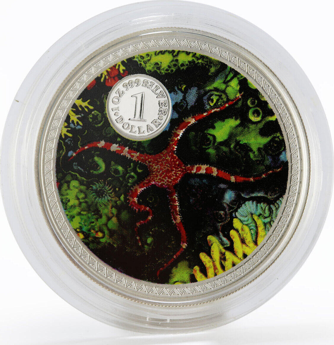 Cook Islands 1 dollar Tropical Fish Starfish silver coin 1999 Proof ...