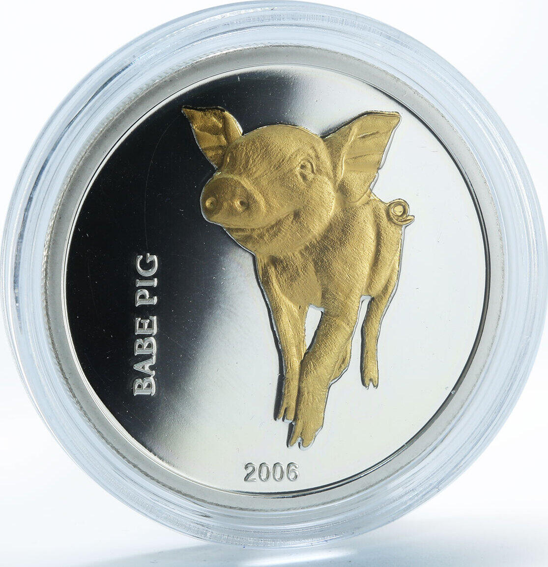 Congo 10 francs Happy Babe Pig Animal gilded silver coin 2006 Proof ...