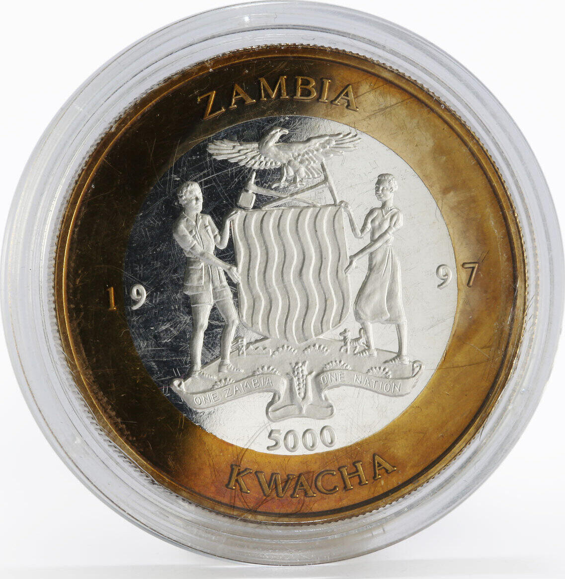 Zambia 5000 kwacha Chinese General Wang Shushengi bimetalic coin 1997 ...