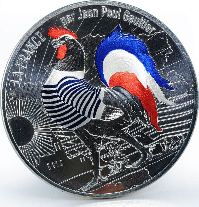 France 50 euro Jean-Paul Gaultier Coq Mariniere proof silver coin 2017 ...
