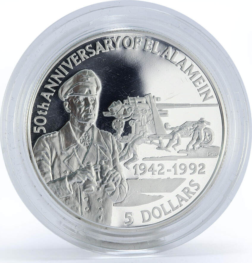 Belize 5 dollars 50th Anniversary of El Alamein Erwin Rommel proof ...