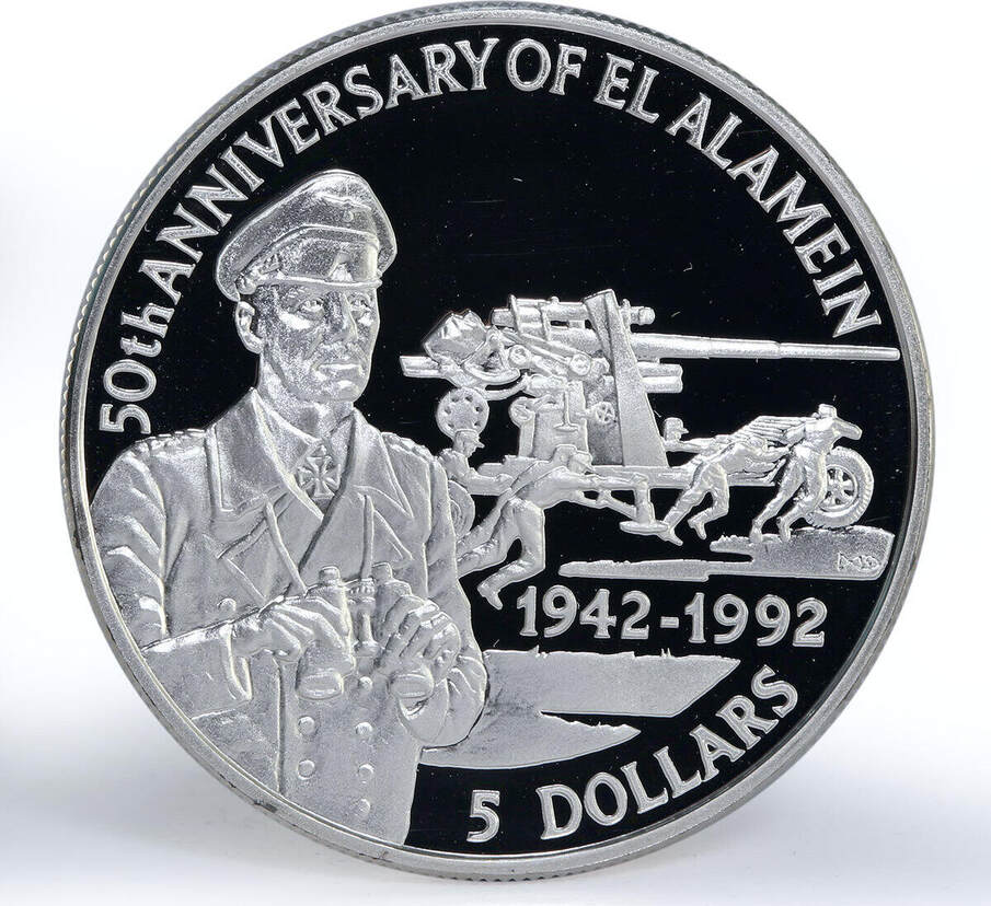 Belize 5 dollars 50th Anniversary of El Alamein Erwin Rommel proof ...