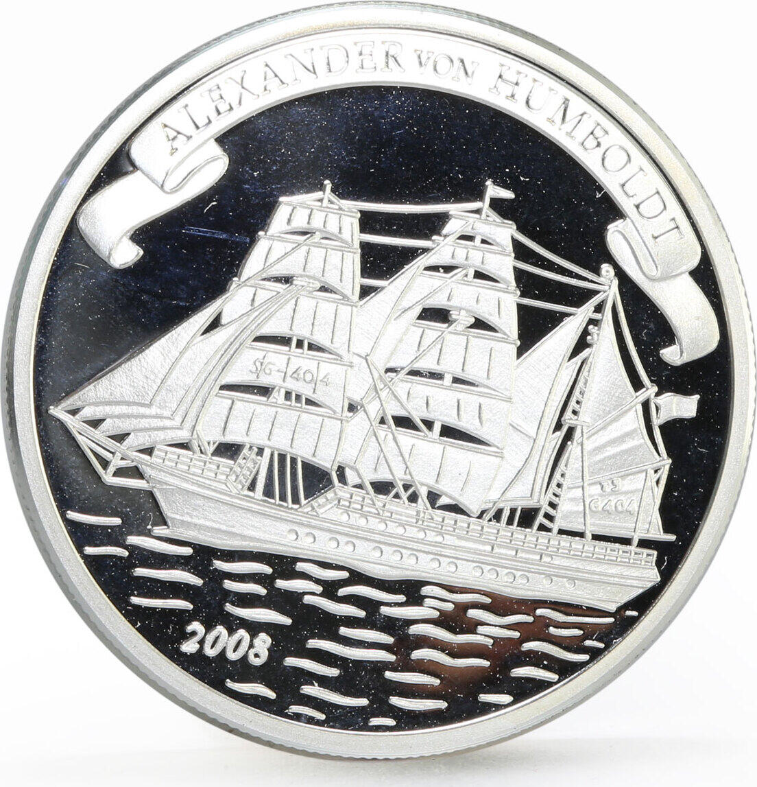 Cook Islands 2 dollars Sailing Ship Alexander von Humboldt silver coin ...