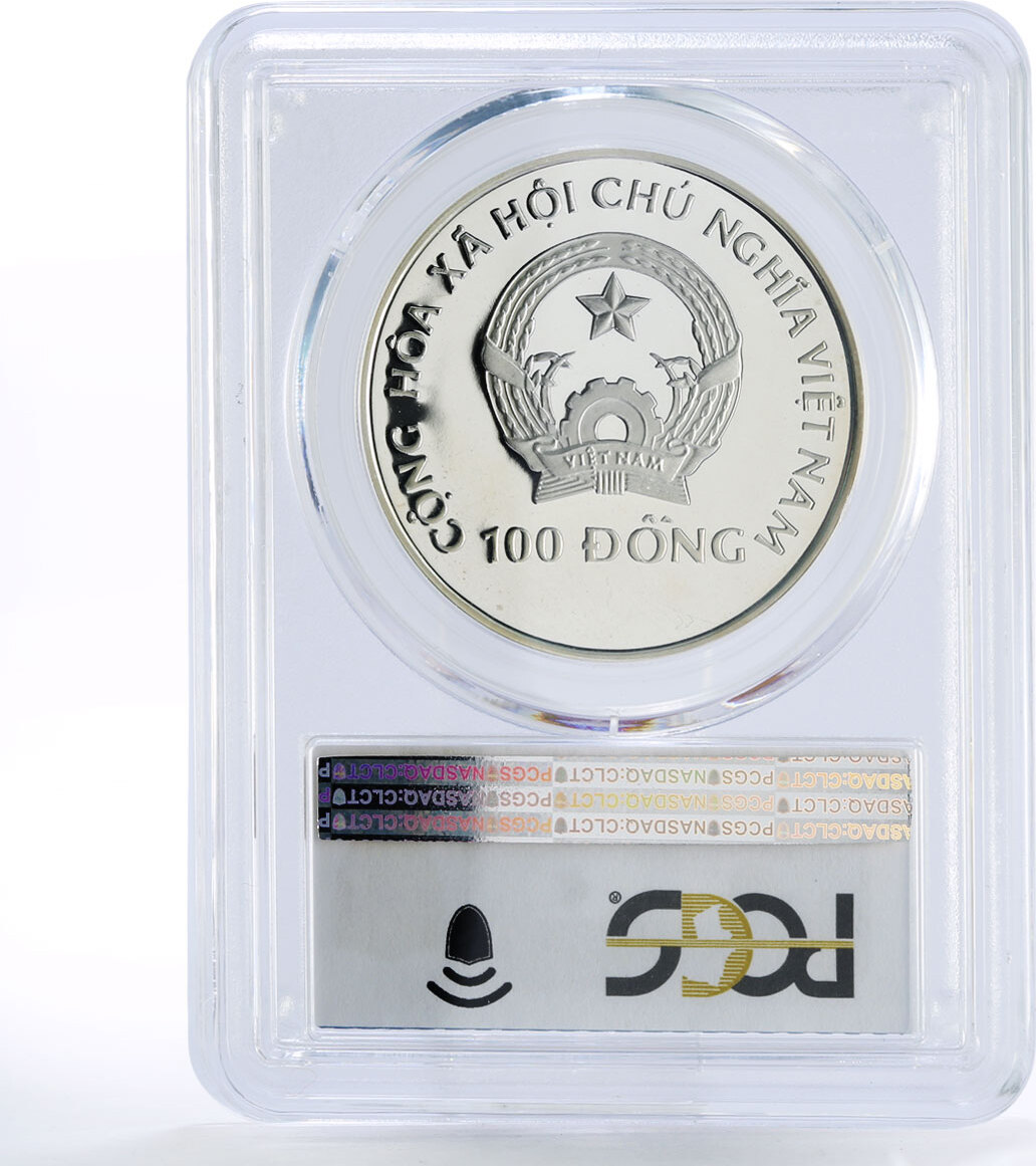Vietnam 100 dong Endangered Wildlife Caracal PR67 PCGS colored silver ...