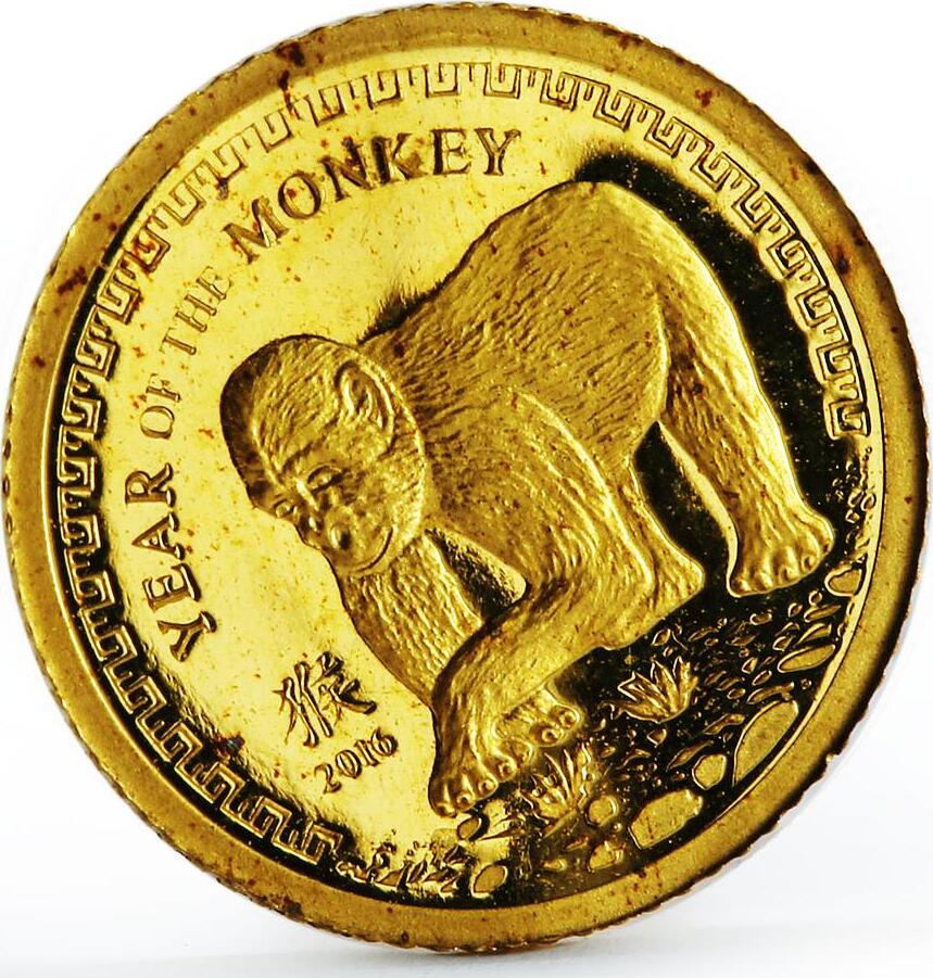 Mongolia 1000 togrog Lunar Calendar series Year of the Monkey gold coin ...