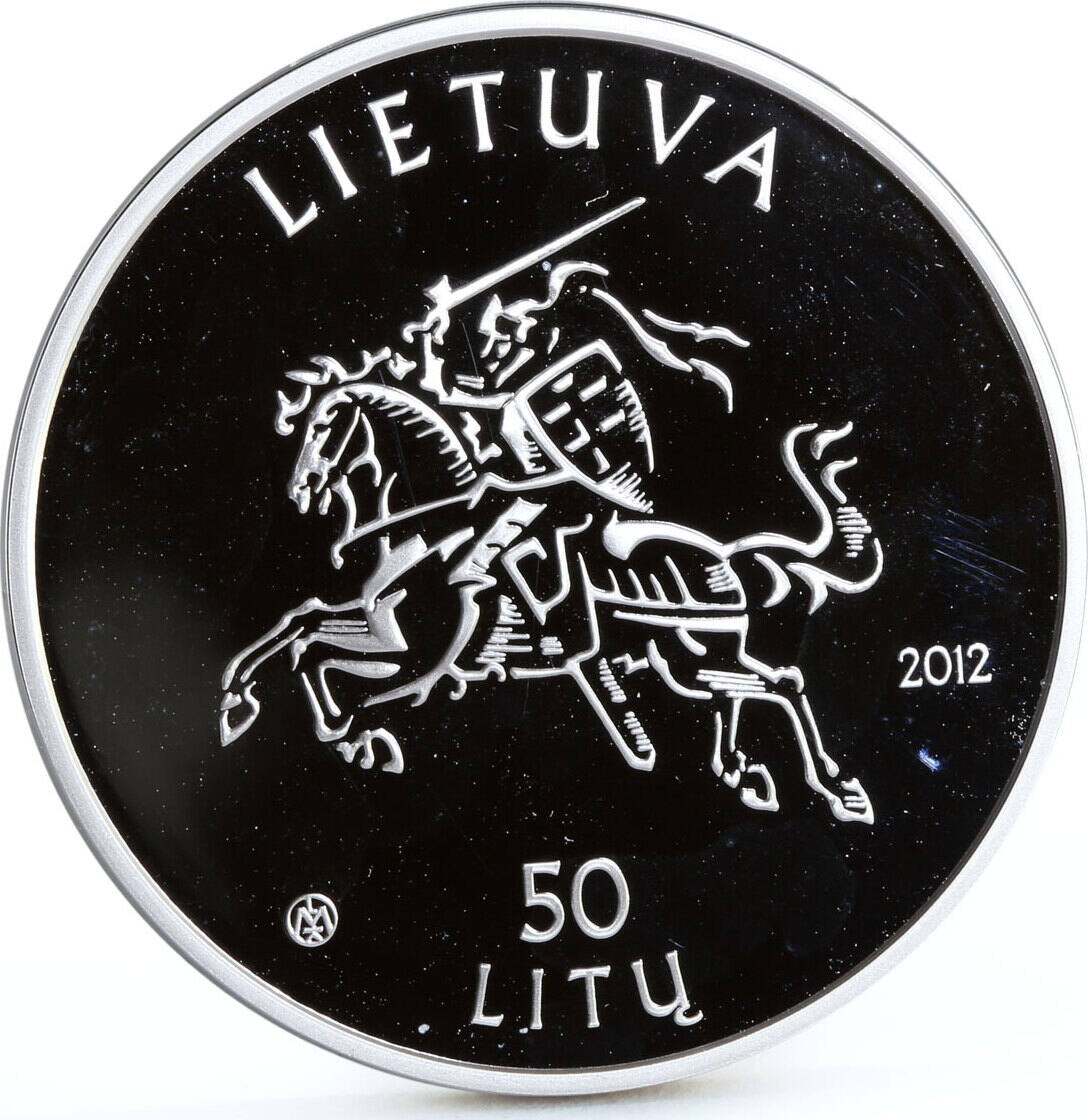 Lithuania 50 litu Poet Maironis Jonas Maciulis Poetry proof silver coin ...