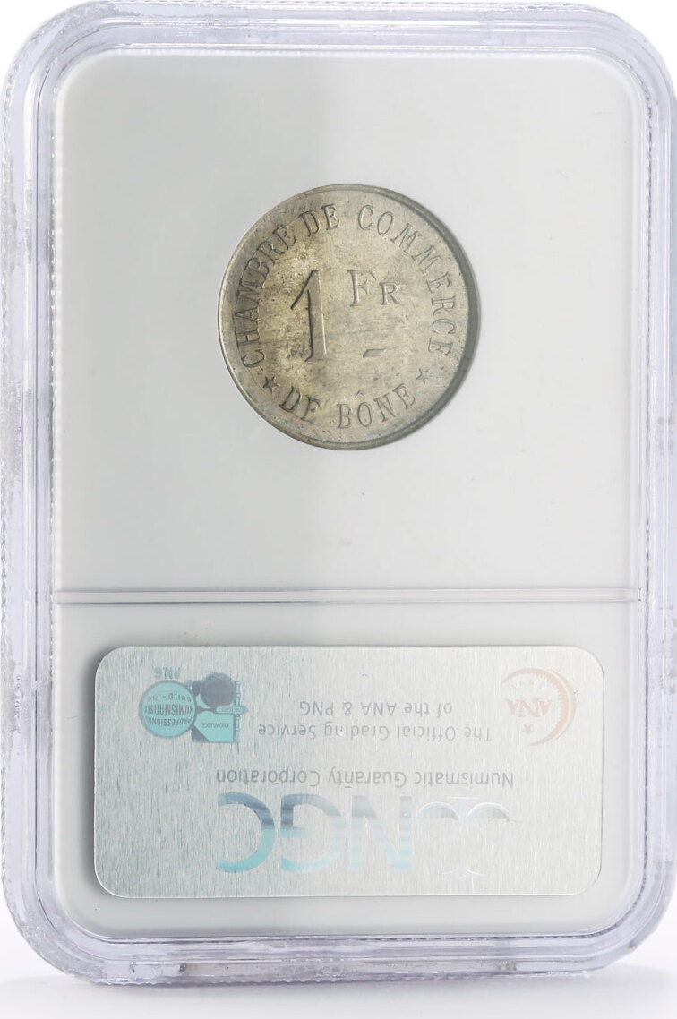 Algeria 1 franc Bone Chamber of Commerce Coat of Arms MS63 NGC CuNi ...