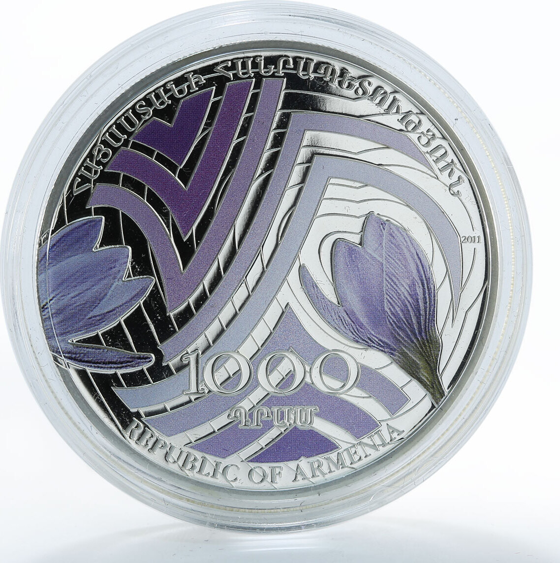 Armenia 1000 dram World of Flowers series Crocus Saffron proof silver ...