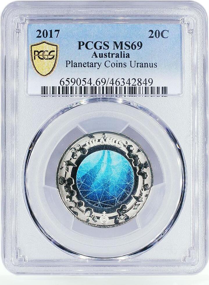 Australia 20 cents Planetary Coin Uranus Space MS69 PCGS CuNi coin 2017 ...