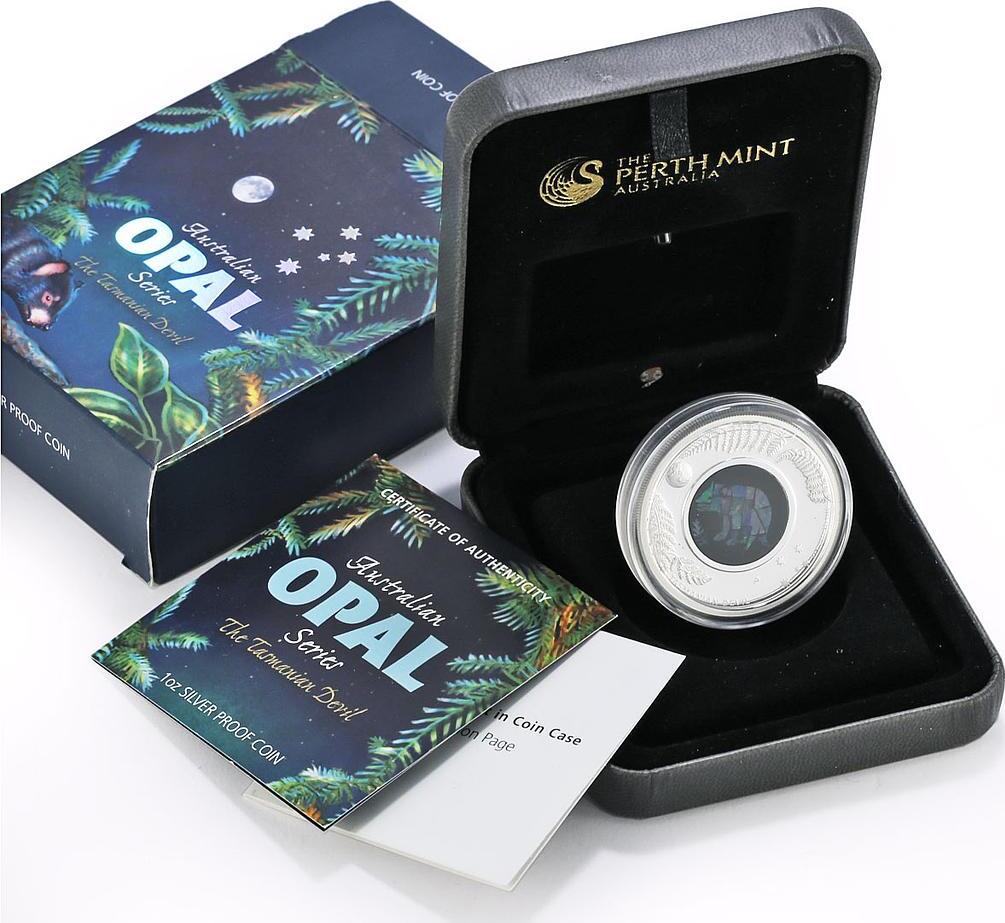 Australia 1 dollar Australian Opal series The Tasmanian Devil silver coin 2014 Proof | MA-Shops