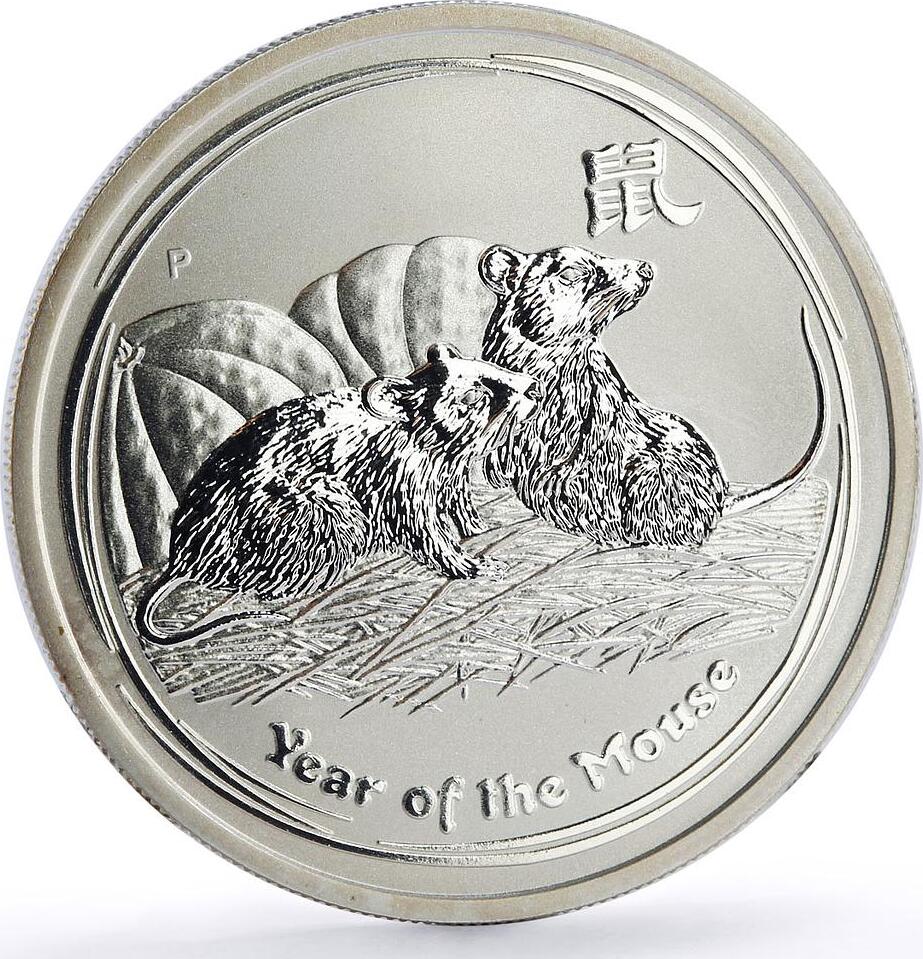 Australia 50 cents Lunar Calendar series II Year of the Mouse silver ...
