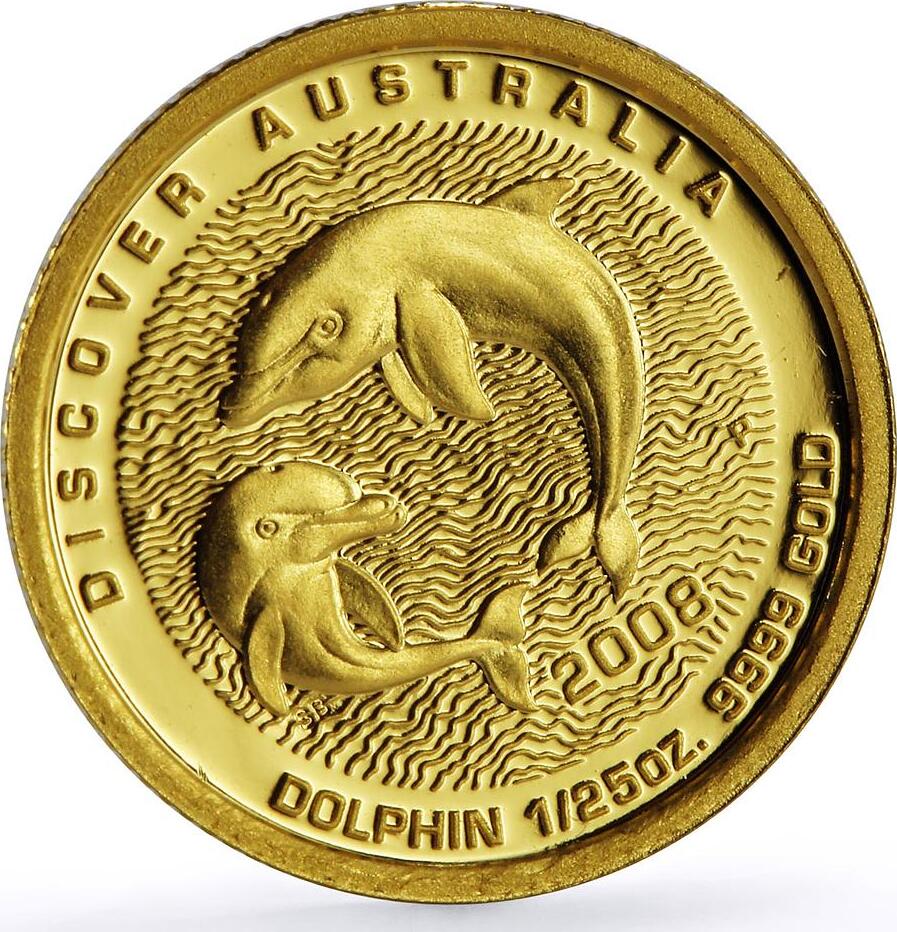 Australia 5 dollars Discovers Dolphin Animals Fauna proof gold coin ...