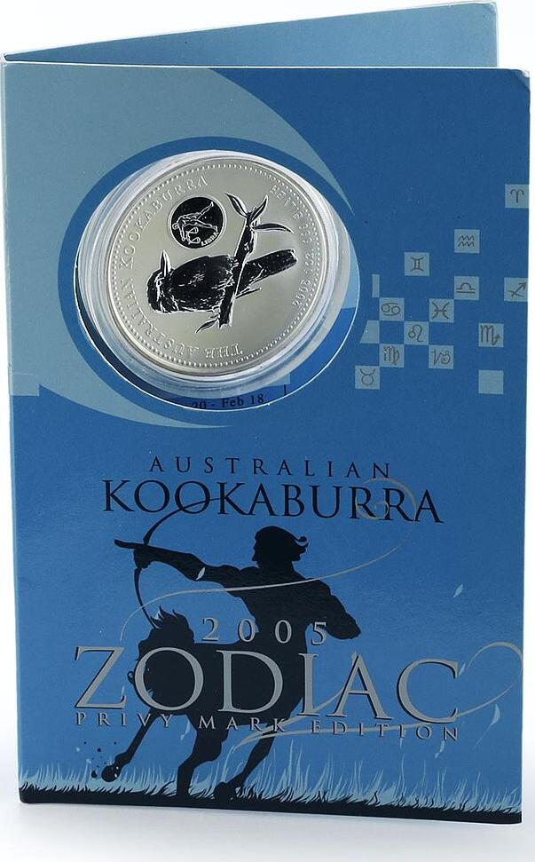 Australia 1 dollar Kookaburra Bird Zodiac Signs Libra silver coin 2005 ...