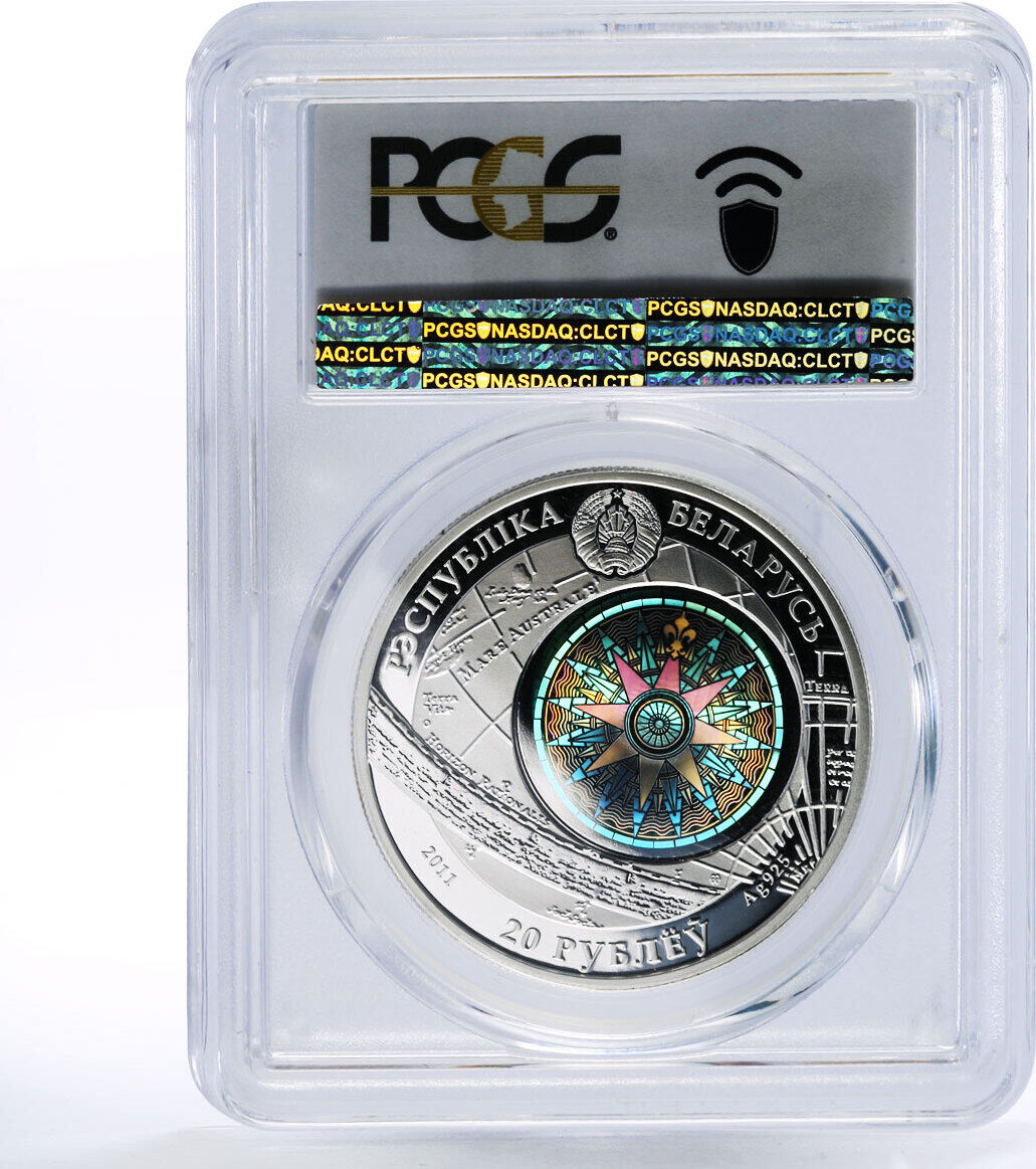 Belarus 20 rubles Sailing Ships Kruzenstern PR69 PCGS hologram silver ...