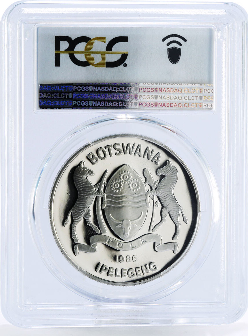 Botswana 2 pula Wildlife Fund Sluty Egret Bird PR69 PCGS silver coin ...