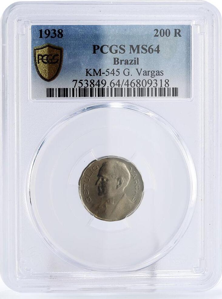 Brazil 200 reis President Getulio Vargas Politics MS64 PCGS CuNi coin ...