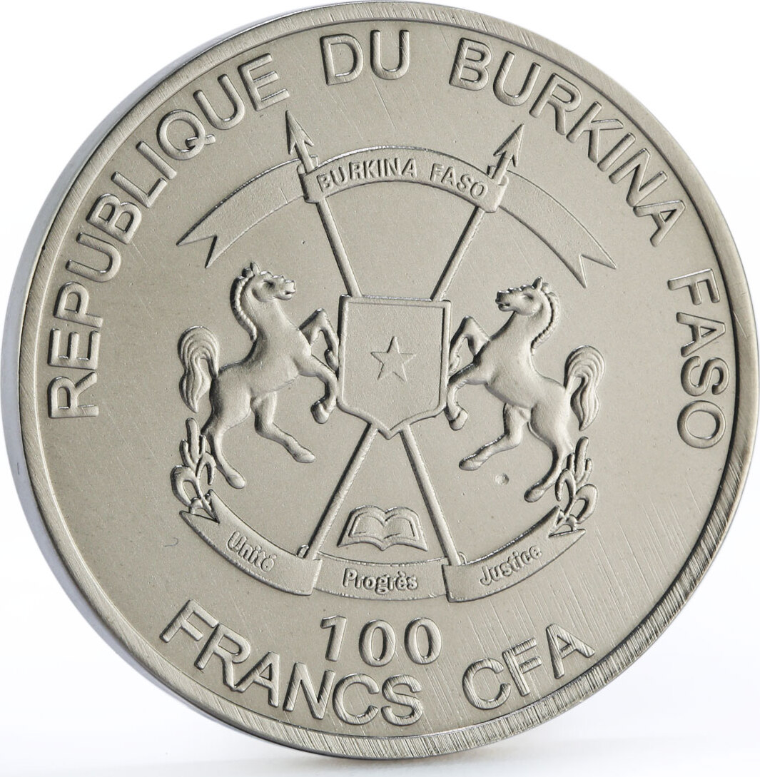 Burkina Faso 100 francs World Wildlife Giant Panda colored titanium ...