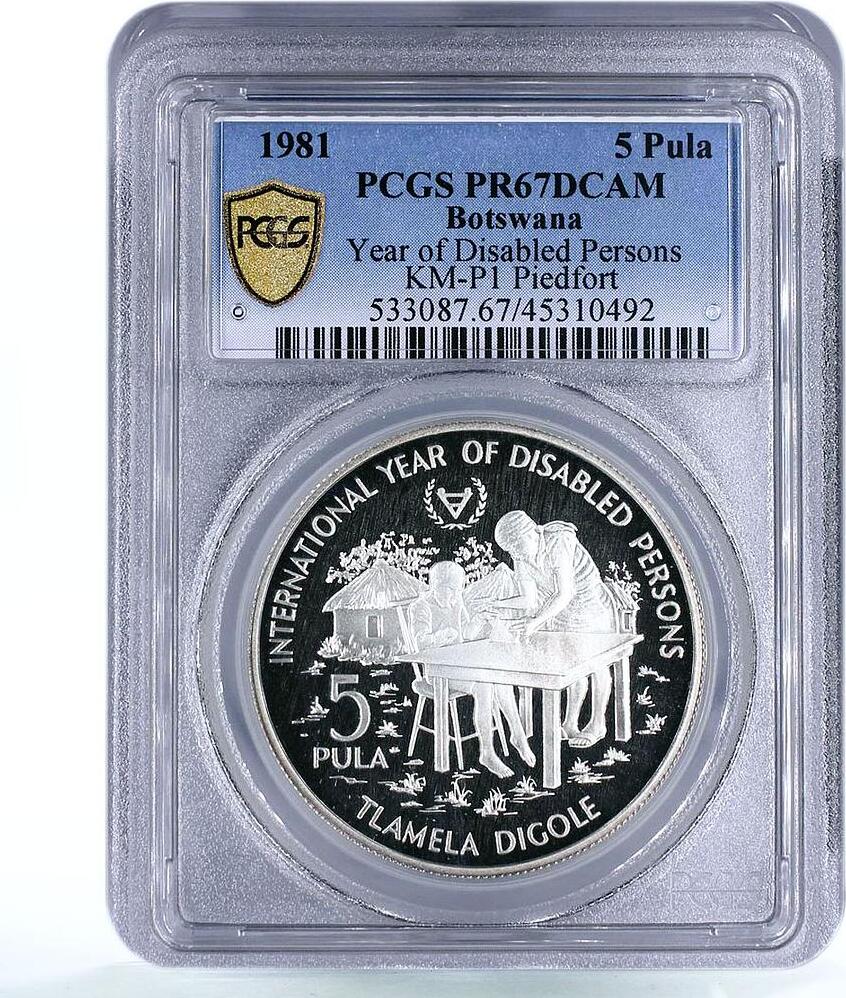 Botswana 5 pula Year Disabled Persons PR67 PCGS silver piedfort coin ...