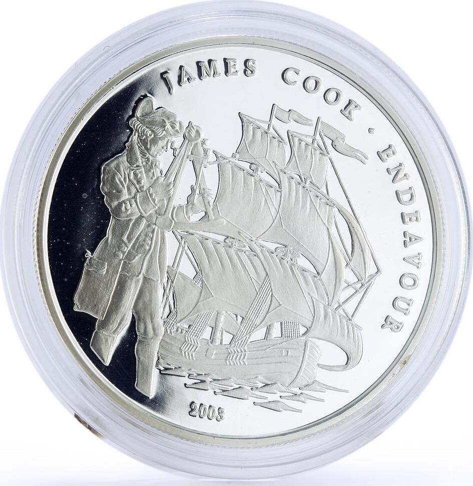 Congo 1000 francs Seafaring Endeavour Ship Clipper James Cook silver ...