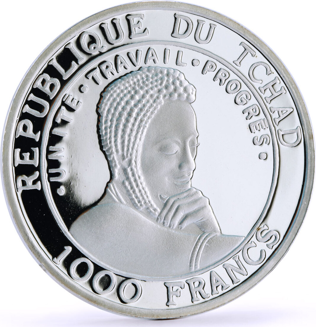 Chad 1000 francs Chinggis Khan Genghis Khan Horsemans proof silver coin ...