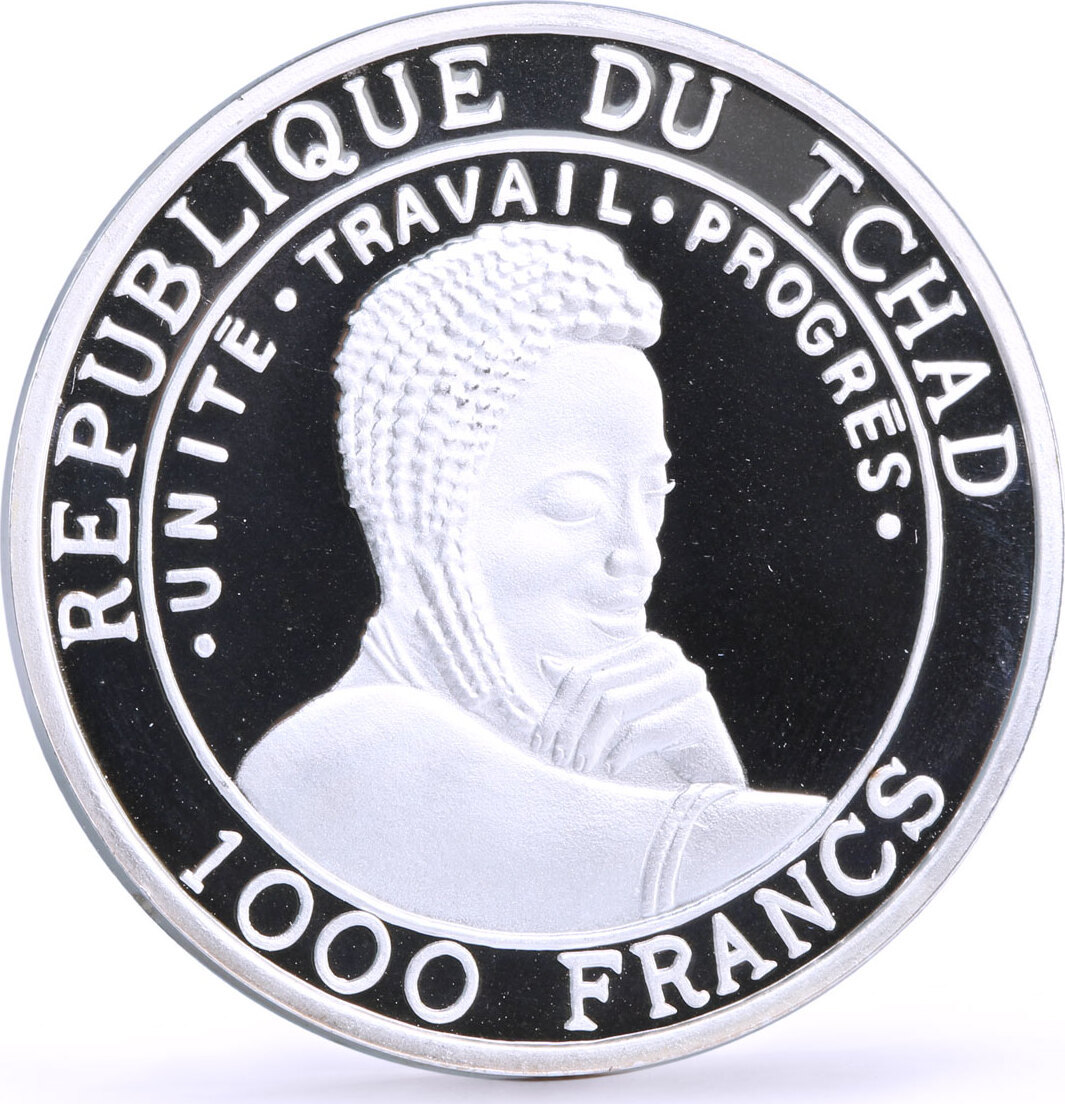 Chad 1000 francs Chinggis Khan Genghis Khan Horsemans proof silver coin ...