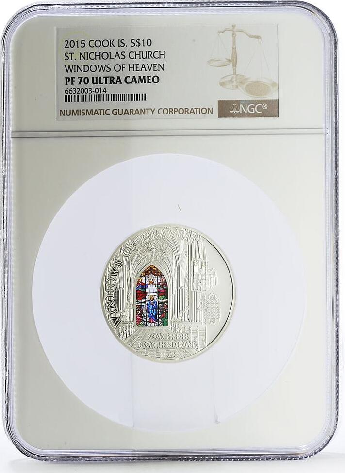 Cook Islands 10 dollars Saint Nicholas Church Stockholm PF70 NGC Ag ...