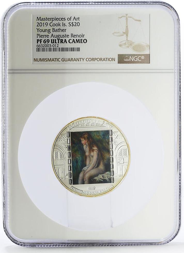 Cook Islands 20 dollars Renoir Art Young Bather PF69 NGC silver coin ...