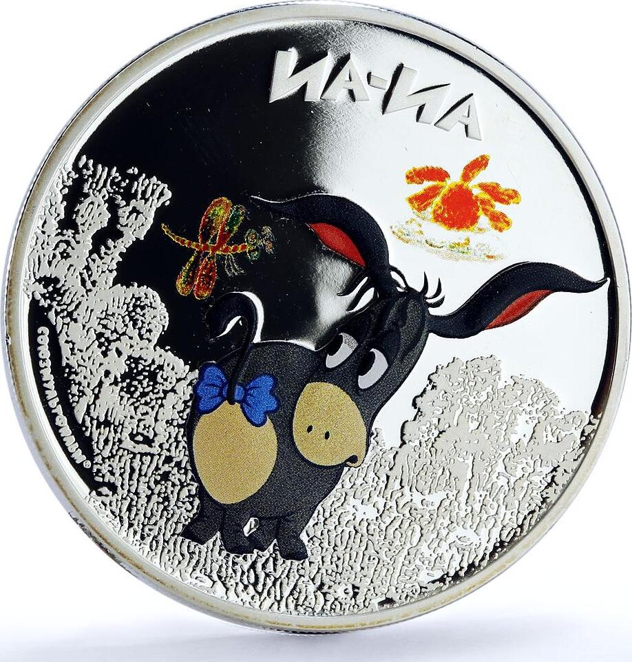 Cook Islands 5 dollars Soviet Cartoons Winnie Pooh Ia Ia Eyore silver ...