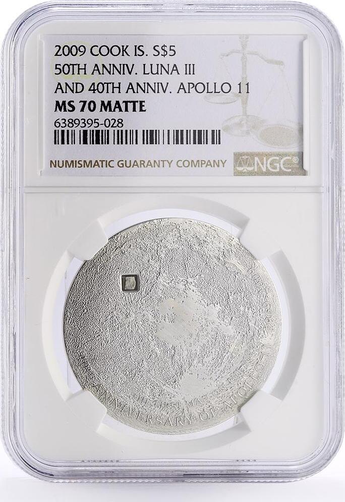 5 dollars Cook Islands 5 $ Moon Landing Meteorite Apollo 11 Luna III ...