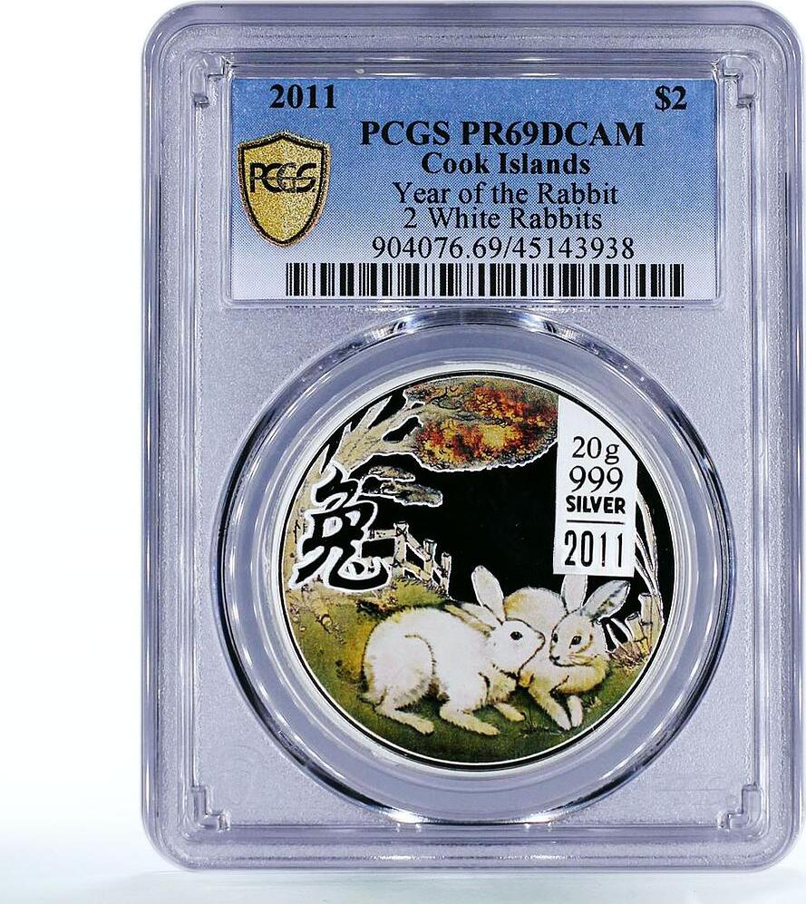 Cook Islands 2 dollars Cook Island 2 $ Year of Rabbit Chinese Lunar ...