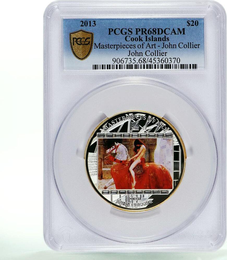 Cook Islands 20 dollars John Collier Woman on Horse Art PR68 PCGS Ag ...