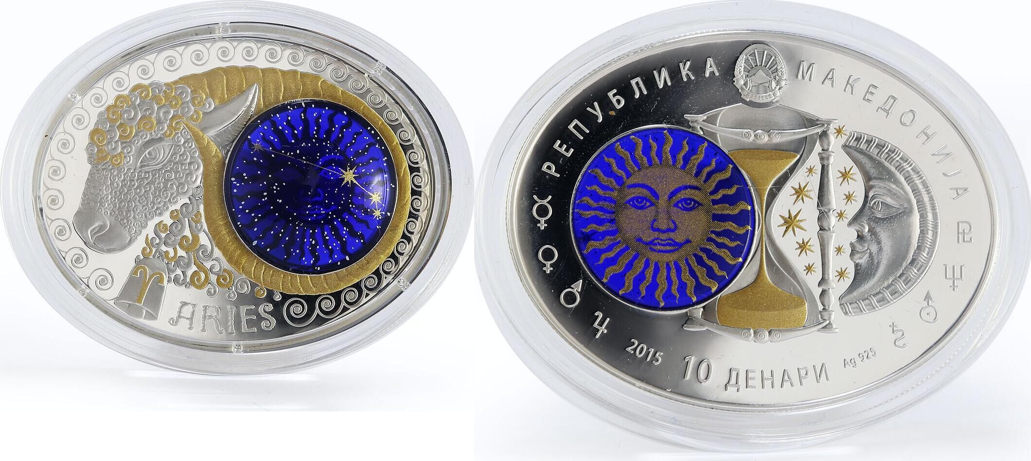 North Macedonia Macedonia 10 denari Zodiac Aries 3D printing Gilded ...